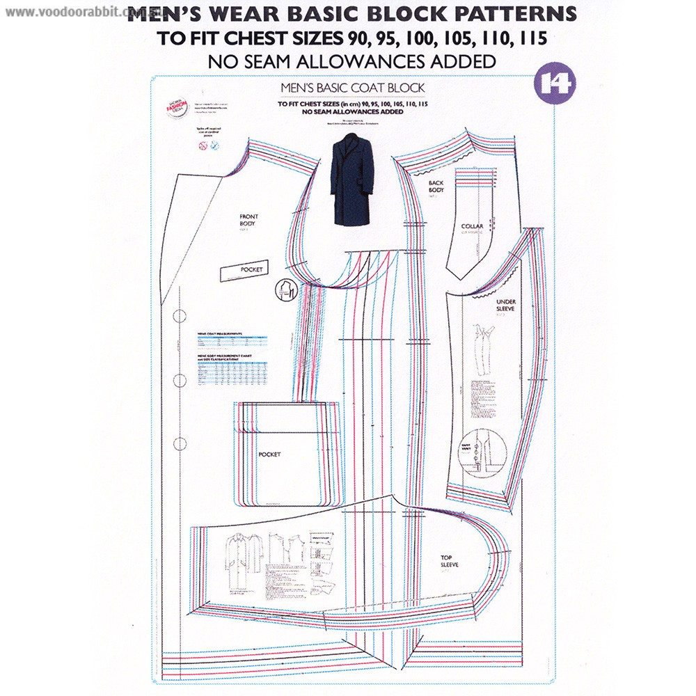 Mens Coat Sewing Pattern Chart 14 Mens Basic Coat Block Pattern Shoben ...