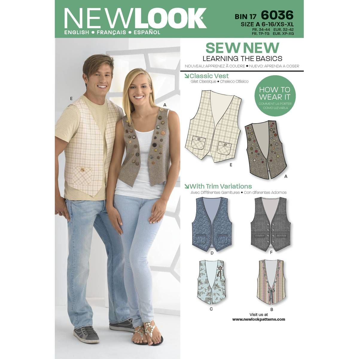 Vest Patterns To Sew New Look Men And Womens Classic Vest Sewing ...